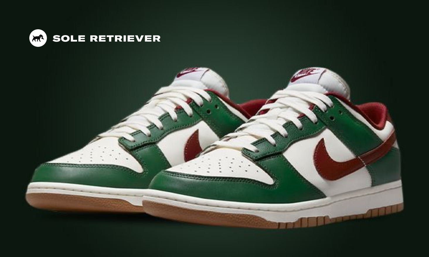 Gum Bottoms Finish Off The Nike Dunk Low Green Maroon